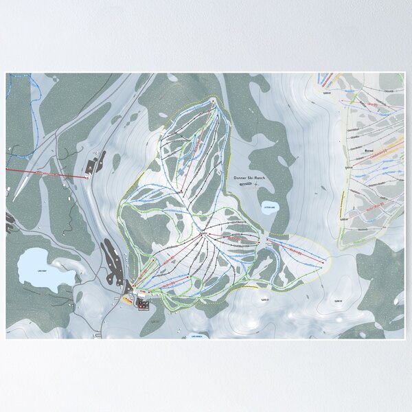 "Donner Ski Ranch Resort Trail Map" Poster for Sale by mapsynergy ...