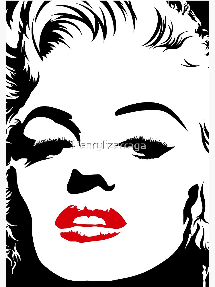 Marilyn Monroe Drawing Black And White Red Lips