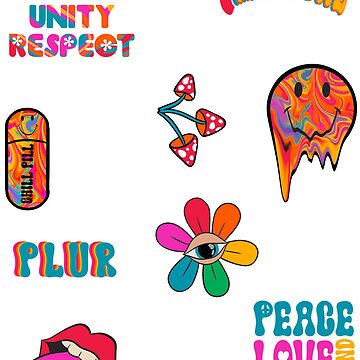 "PLUR Rainbow Pack" Sticker for Sale by leighlow24-0 | Redbubble