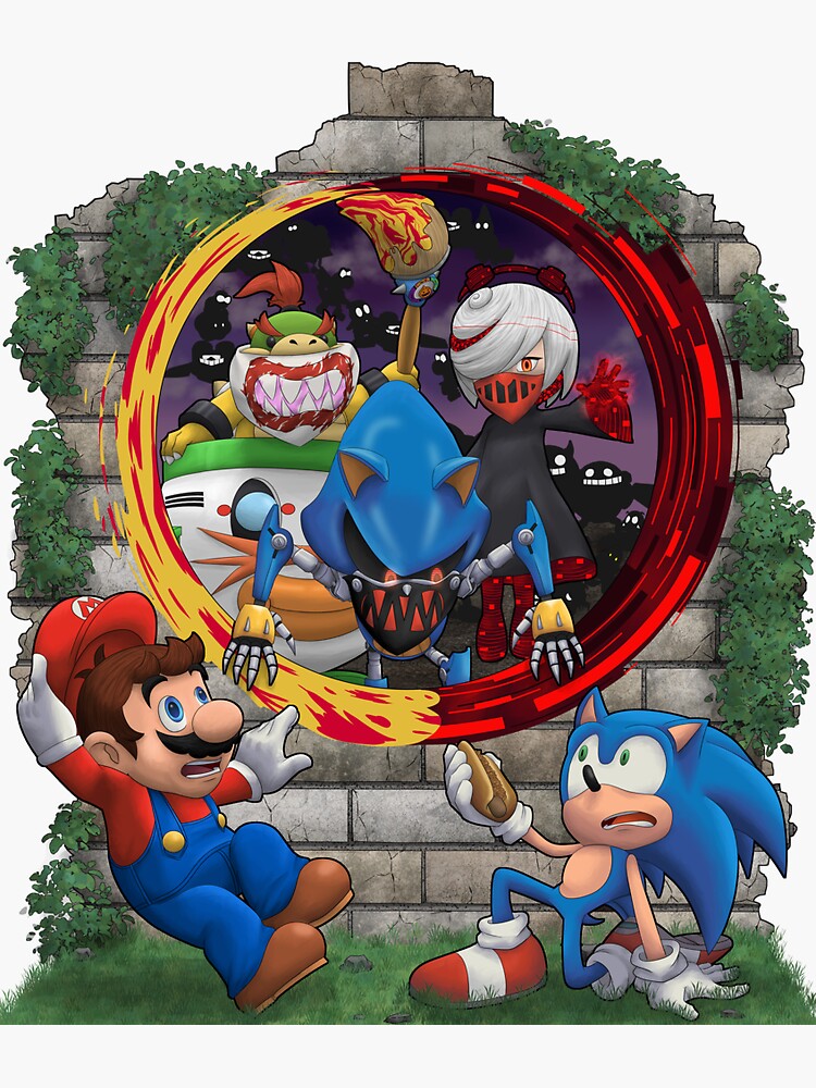 "Mario and sonic in danger" Sticker by Julasis26 | Redbubble