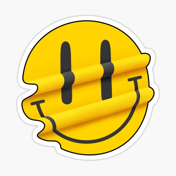 "Distorted Smiley Face" Sticker for Sale by StrayCatLabs | Redbubble