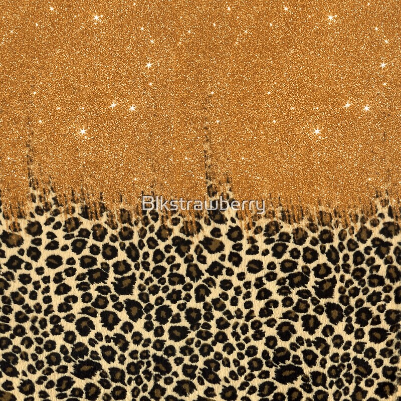 "Leopard Print with Gold Faux Glitter Brush Stroke" Posters by ...
