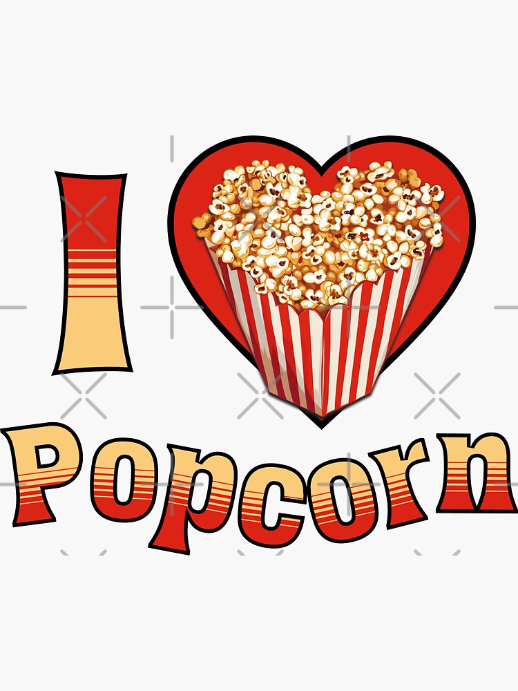 "I Love Popcorn" Sticker for Sale by DigitalToast | Redbubble