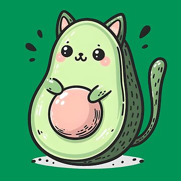"Avocado Cat." Sticker for Sale by Anna Halasek | Redbubble