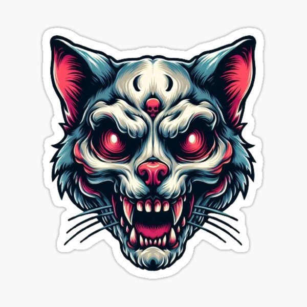 "Cat skull" Sticker for Sale by FLATVAC STICKER | Redbubble