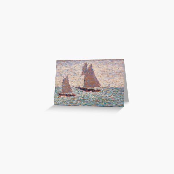 "Georges Seurat - Two Sailboats at Grandcamp" Greeting Card for Sale by ...