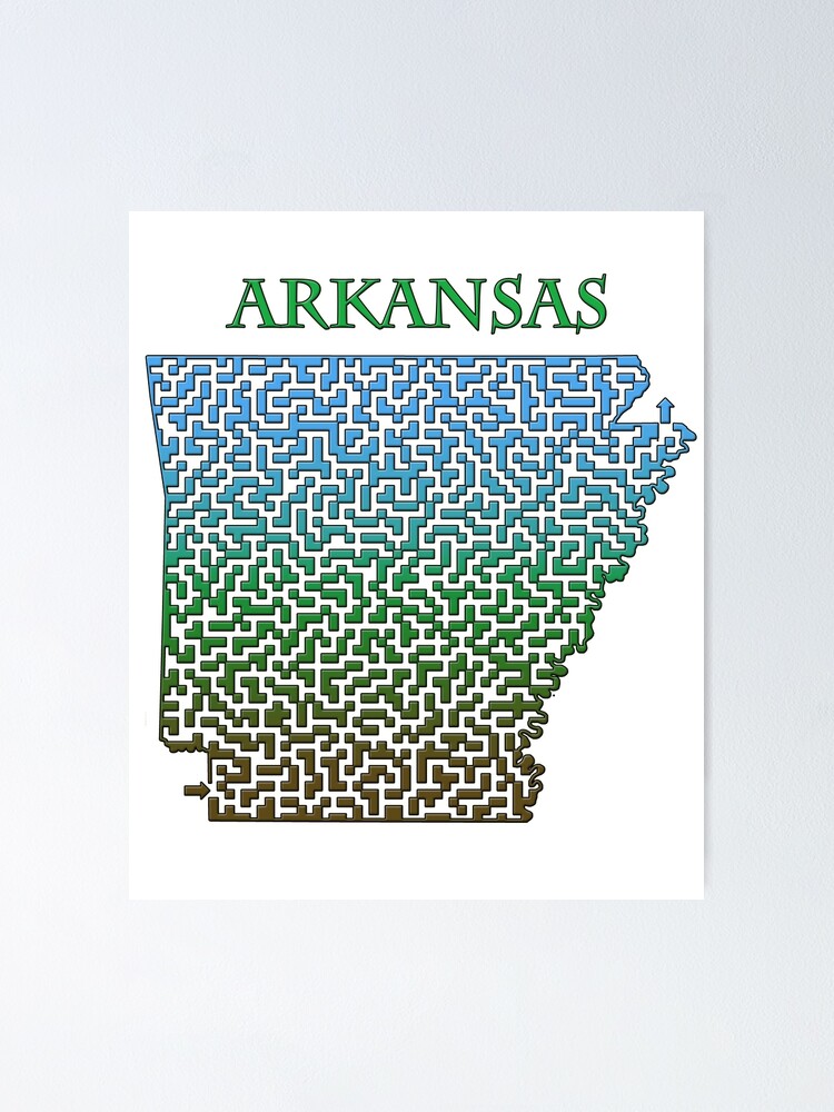 "Arkansas State Outline Colorful Maze & Labyrinth" Poster for Sale by ...