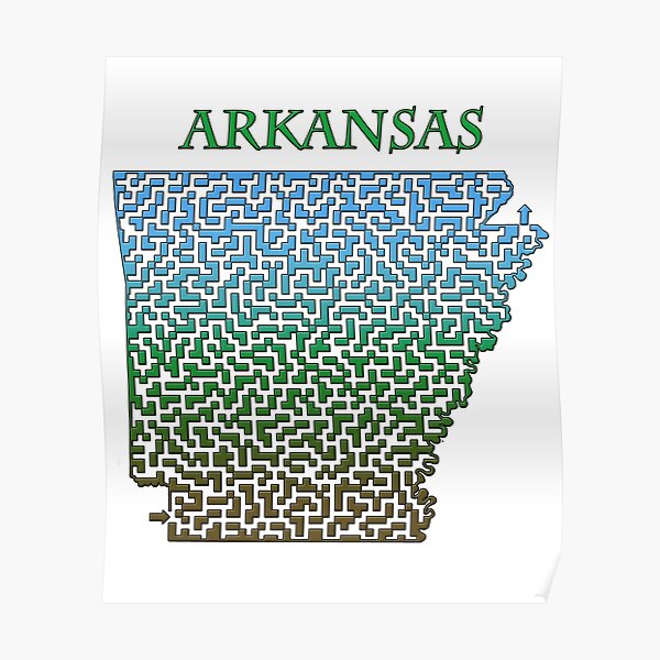 "Arkansas State Outline Colorful Maze & Labyrinth" Poster for Sale by ...