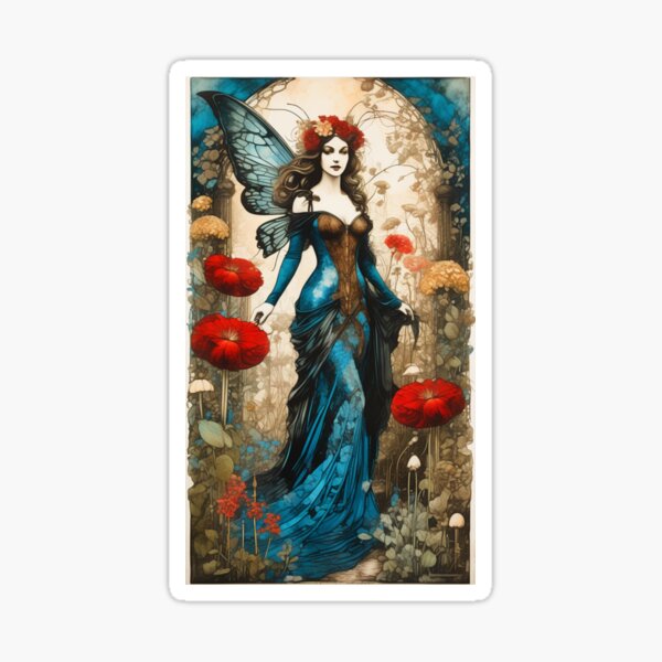 "Vintage Retro Goth Fairy No. 006" Sticker for Sale by FaerieFusion ...