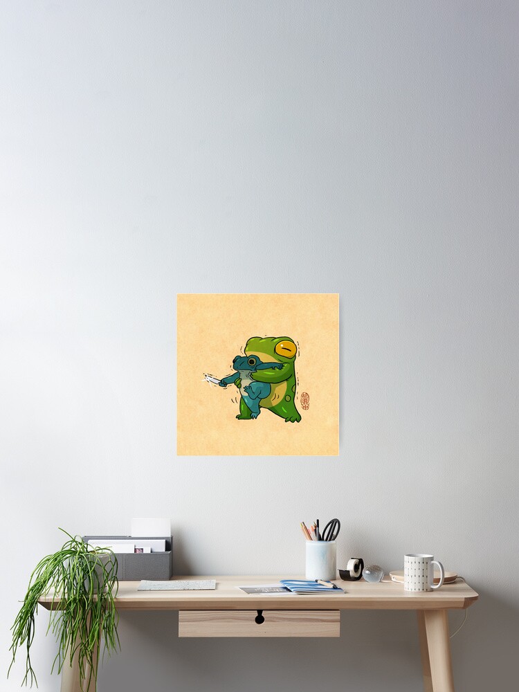 "cute stabby frog being held back let it go bro artwork asian style ...