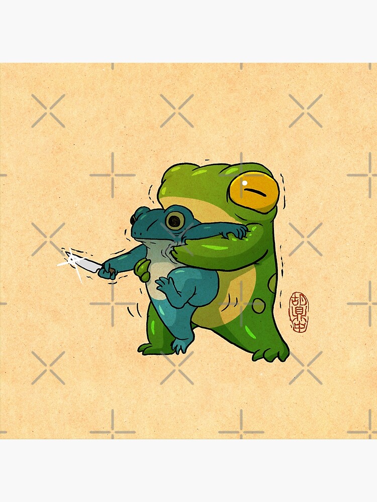 "cute stabby frog being held back let it go bro artwork asian style ...
