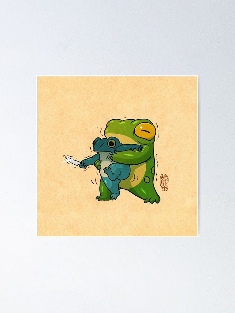 "cute stabby frog being held back let it go bro artwork asian style ...