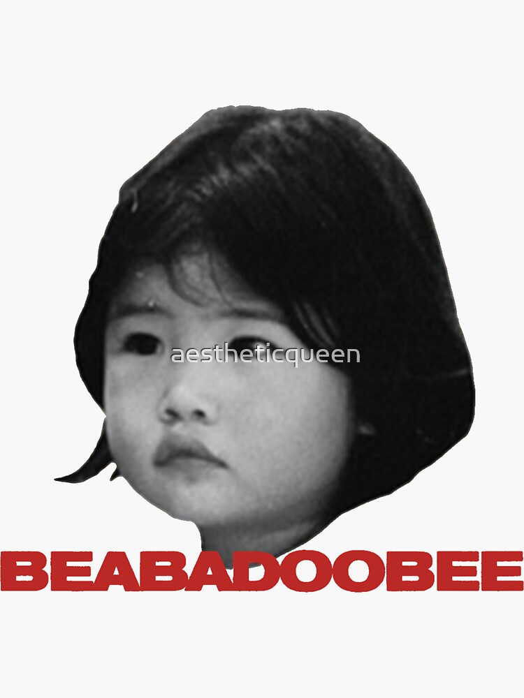 "Baby Beabadoobee Black and White Photo with Red Text" Sticker for Sale ...