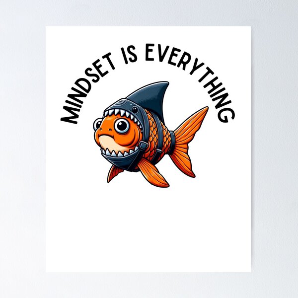 "Mindset is Everything Goldfish Shark Funny Motivational Big Fish ...