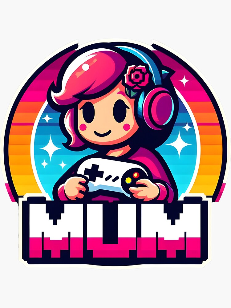"Gamer Mum - Cute Pixel Art Retro Design" Sticker for Sale by The-T-In ...
