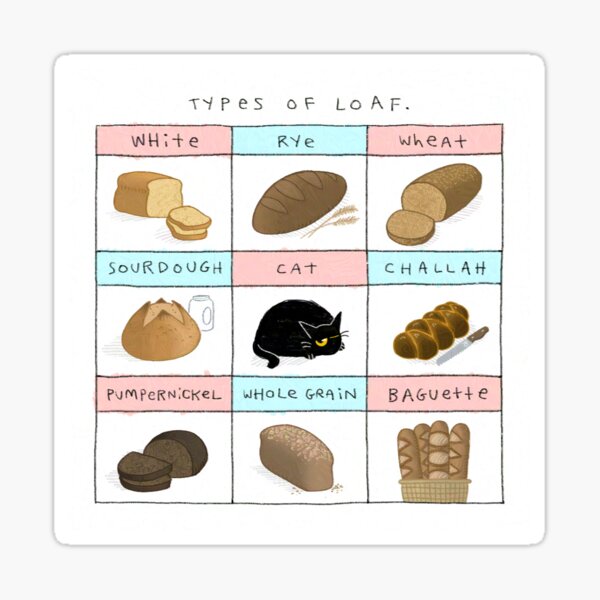 "Types of Loaf" Sticker for Sale by Jo French | Redbubble