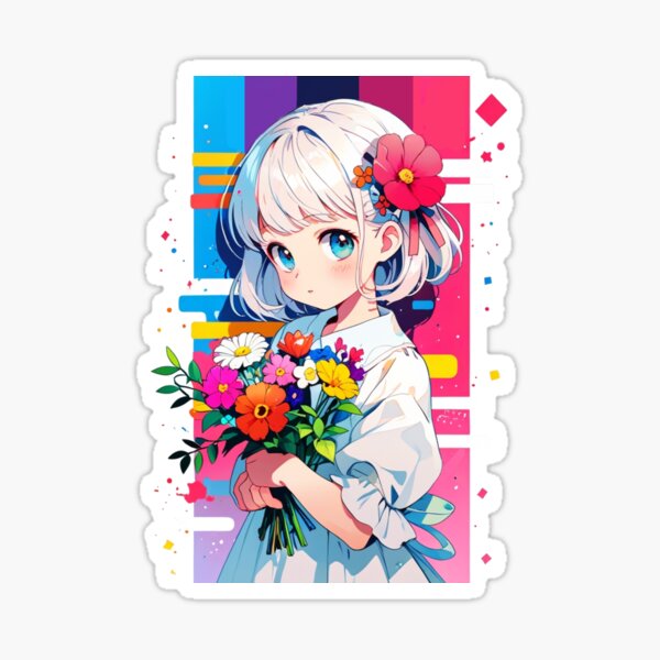 "Flower Girl | Cute Girl with Flower Bouquet " Sticker for Sale by ...