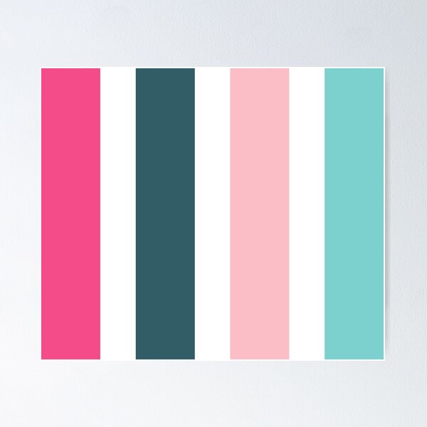 "Bubblegum Retro Stripes: Hot Pink, Navy Blue, Baby Pink" Poster for ...