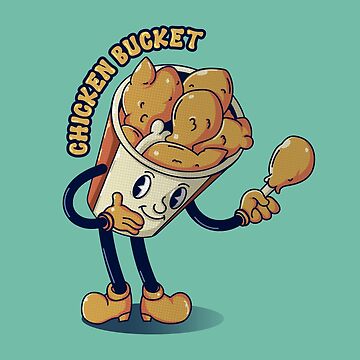 "Smiling fried Chicken Bucket" Sticker for Sale by theragon | Redbubble