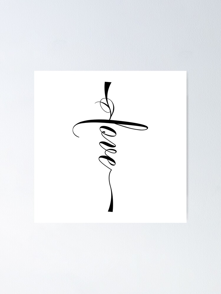 "Christian Symbol - Love - Cross Minimalist Typography" Poster by ...