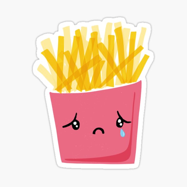 "Sad fries crying " Sticker for Sale by Burgerisad | Redbubble