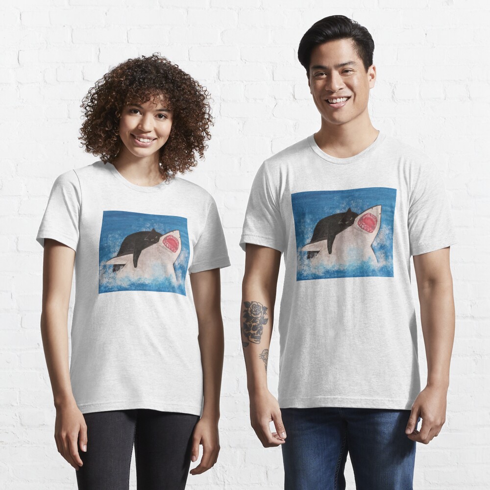 "Cat bites a shark" Sticker for Sale by FREEEZEDESIGN | Redbubble