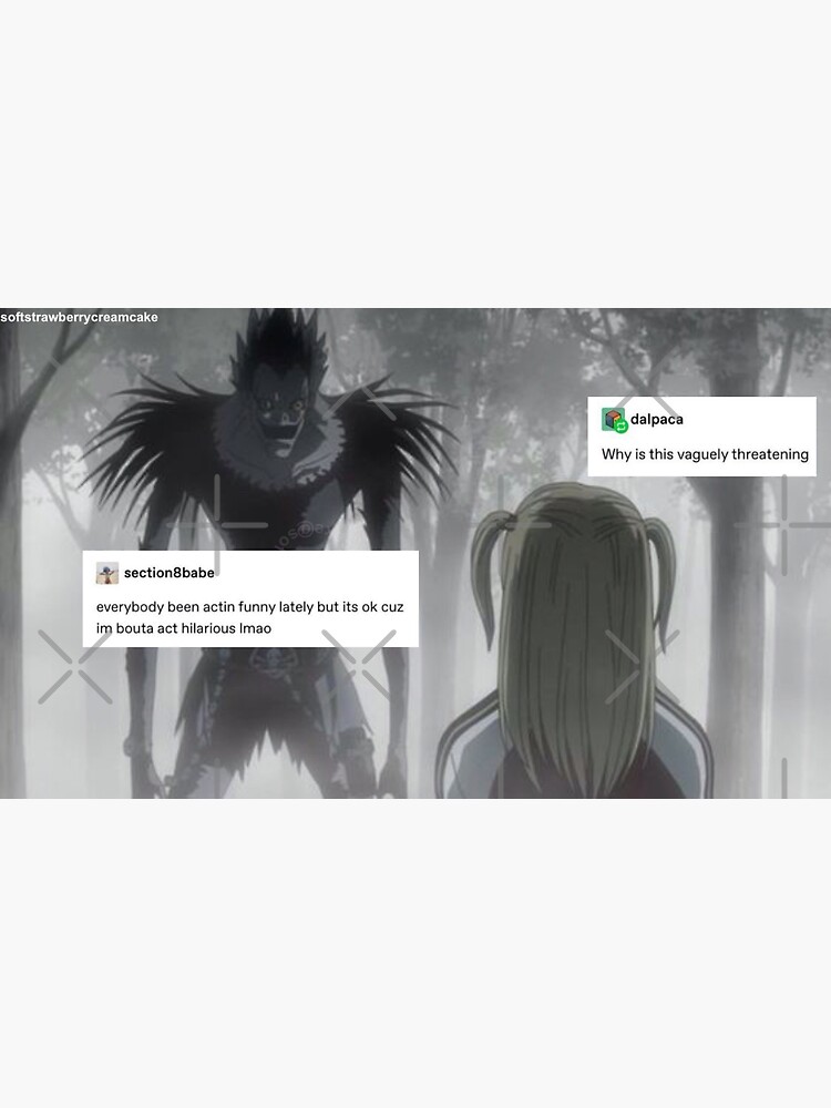 "Misa and Ryuk Text Post Meme 01" Sticker for Sale by SoftSCreamCake ...