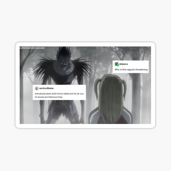 "Misa and Ryuk Text Post Meme 01" Sticker for Sale by SoftSCreamCake ...