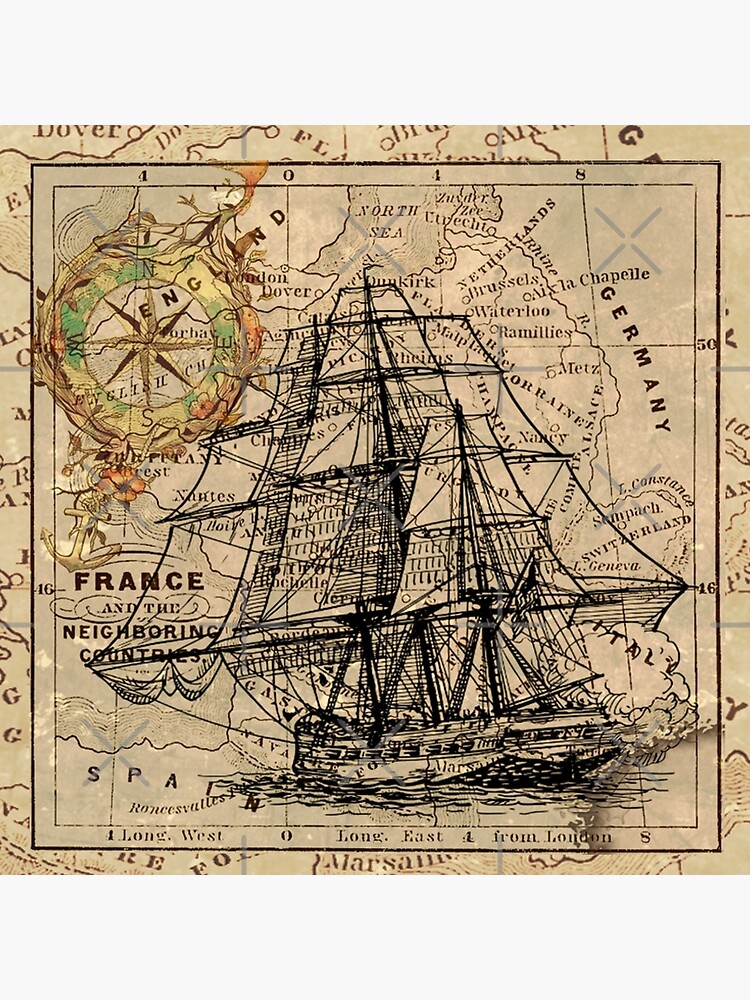 "vintage pirate ship sailor antique world map " Throw Pillow for Sale ...