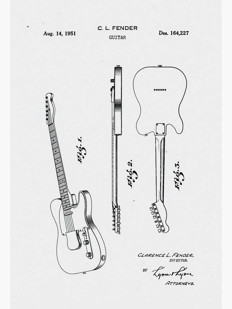 Pegatina «Fender Telecaster Guitar Patent 1951.» de clairedoherty ...