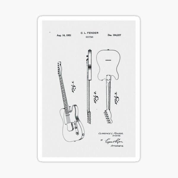 Pegatina «Fender Telecaster Guitar Patent 1951.» de clairedoherty ...