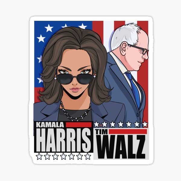 "Vote For Kamala Harris Tim Walz Presidential Election 2024" Sticker ...