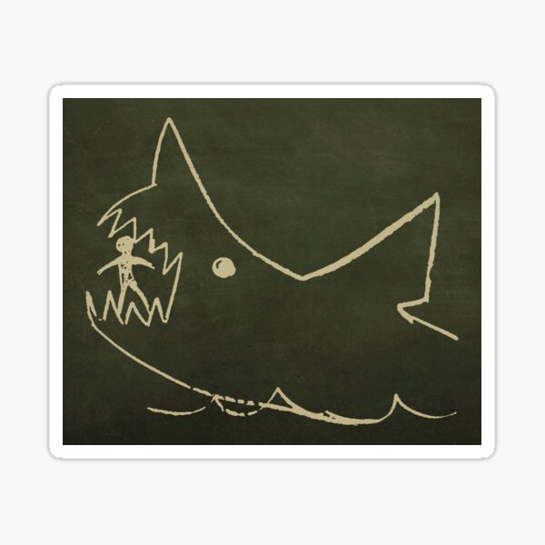 "Jaws Shark Chalkboard Scratch" Sticker for Sale by Cuttintees | Redbubble