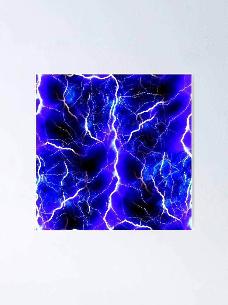 "Blue Lightning" Poster by bloomingvine | Redbubble