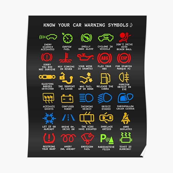 "Know Your Car Warning lights Mechanics Funny Sarcastic Graphic Tee ...
