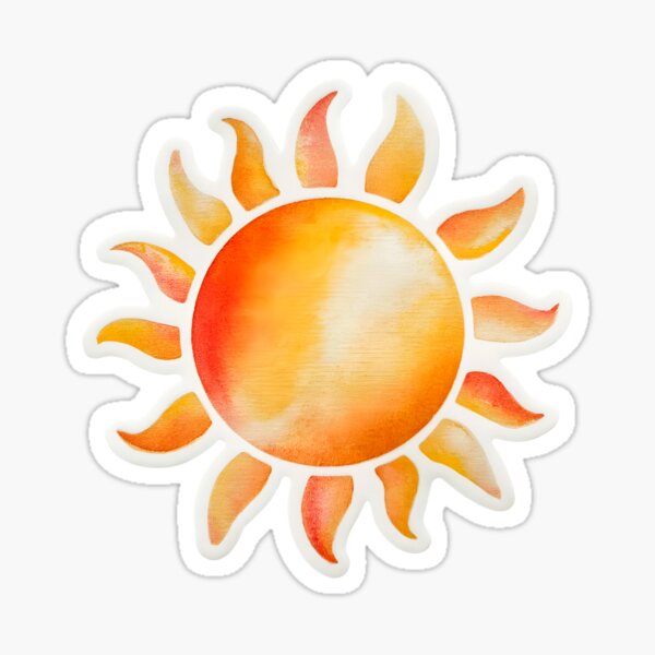 "Radiant Watercolor Sun Sticker"" Sticker for Sale by bokar21 | Redbubble