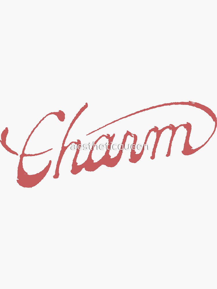 "Charm Red Swirl Cursive Lettering Embossed Design" Sticker for Sale by ...