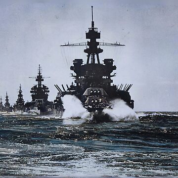 "Colorized Vintage WW2 Photograph -USS PENNSYLVANIA and battleship of ...