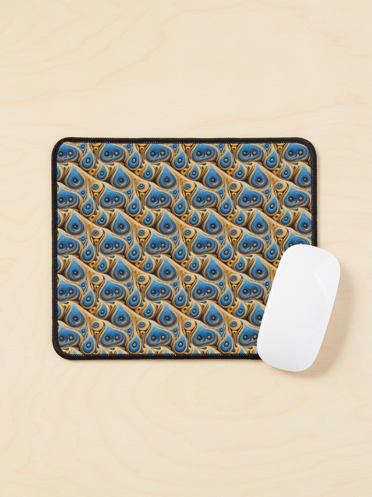 "Modern Abstract Design - Blue & Gold Fluid Art" Mouse Pad for Sale by ...