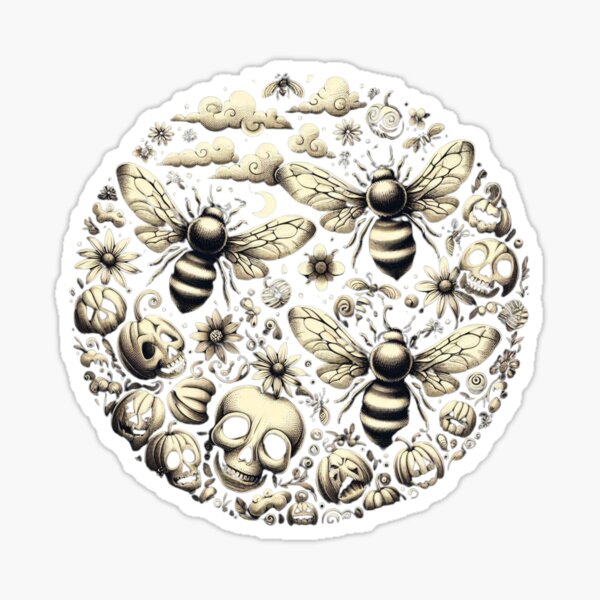 "Bees, Skulls and Pumpkins" Sticker for Sale by figandroseco | Redbubble