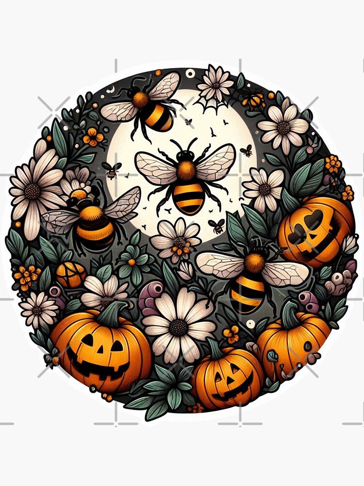"Bunch of Bees with a Pumpkin Patch" Sticker for Sale by figandroseco ...