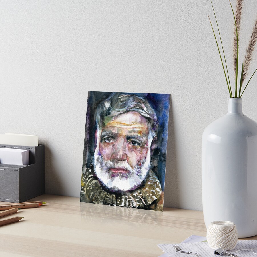 "ERNEST HEMINGWAY - watercolor portrait.12" Art Board Print by lautir ...