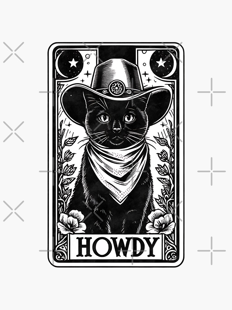 "Cowboy Cat Greetings: Howdy - Tarot card" Sticker for Sale by Anniebuh ...