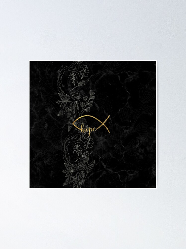 "Christian Quote - Jesus Fish - Hope - Gold And Marble" Poster for Sale ...