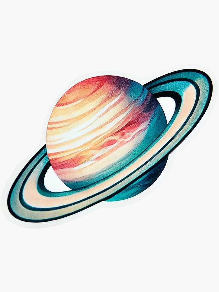 "Watercolor Saturn Sticker | Elegant Ringed Planet Art" Sticker for ...