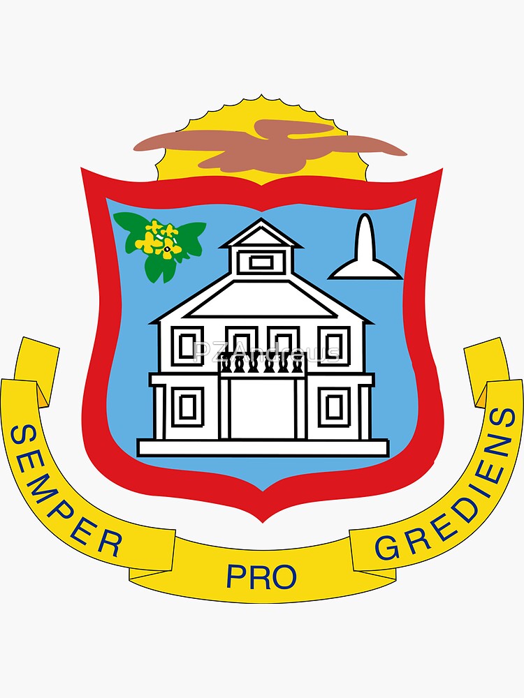 "Sint Maarten Coat of Arms" Sticker for Sale by PZAndrews | Redbubble