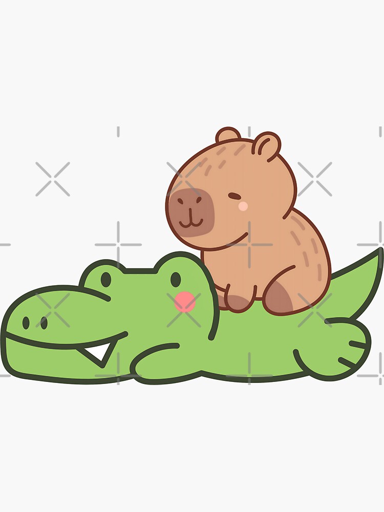 "Friendly Capybara and Crocodile Cartoon" Sticker for Sale by BJ ...