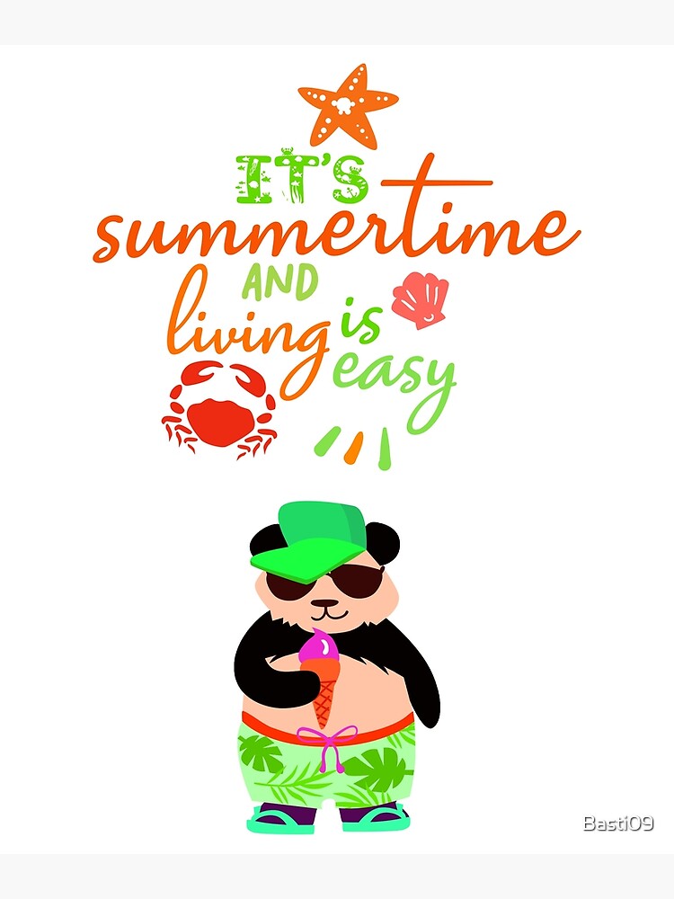 "Summertime Living Is Easy Sunshine Panda Vacation Beach Fun" Poster by ...