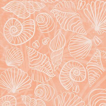 "Coral summer seashell - relax holiday mood - vintage style" Sticker ...