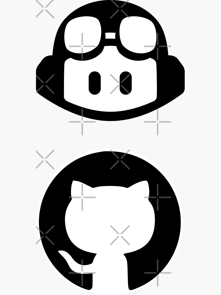 "GitHub and copilot logos" Sticker by Odd-Things | Redbubble